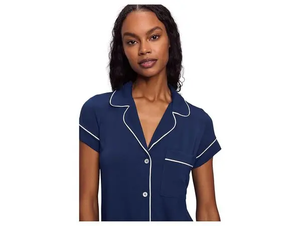 Eberjey Gisele S/slv Crop Pj Set Pajama Sets Pure Ivory - Blue