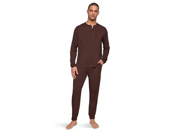Eberjey Henry The Long Pj Set, Henry The Long Pj Set Pajama Sets Moonstruck - Brown