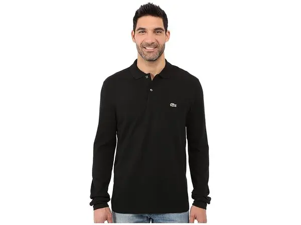 Lacoste Long Sleeve Classic Pique Polo Shirt Long Sleeve Pullover - Black