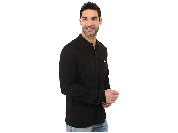 Lacoste Long Sleeve Classic Pique Polo Shirt Long Sleeve Pullover - Black