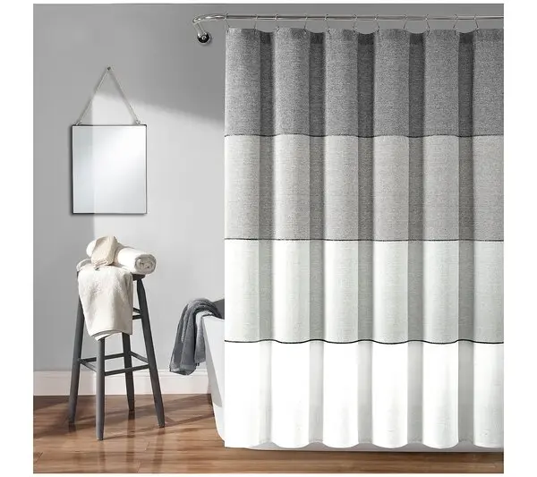 LUSH DECOR Color Block Ombre Single Shower Curtain 72x72 B Y - One-color