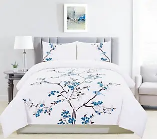 SUPERIOR Cherry Garden Cotton Duvet Cover Set, Ing/cal King - One-color