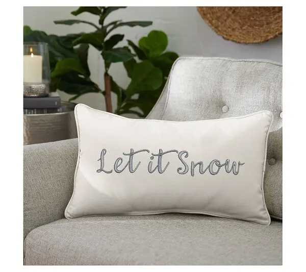 SORRA HOME Let It Snow Embroidered Sunbrella Pi Llow