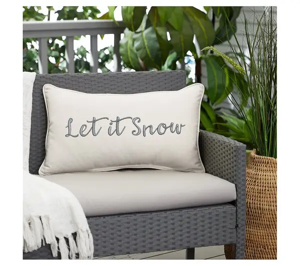 SORRA HOME Let It Snow Embroidered Sunbrella Pi Llow
