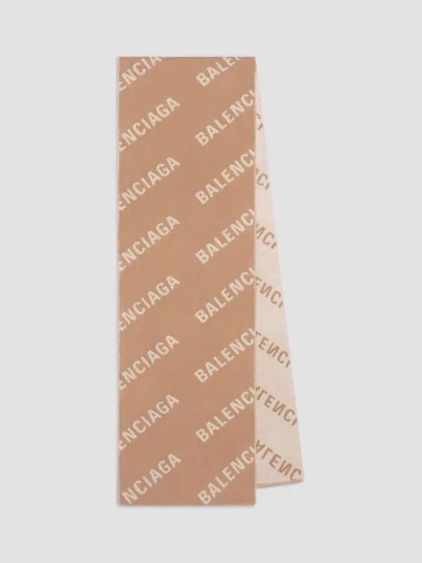 Balenciaga Allover Logo Macro Scarf - Beige