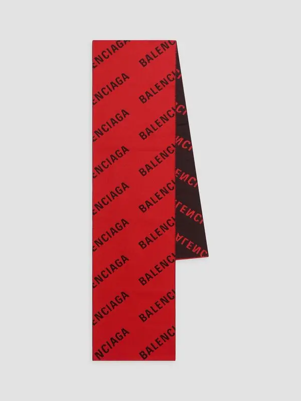 Balenciaga Allover Logo Macro Scarf - Red