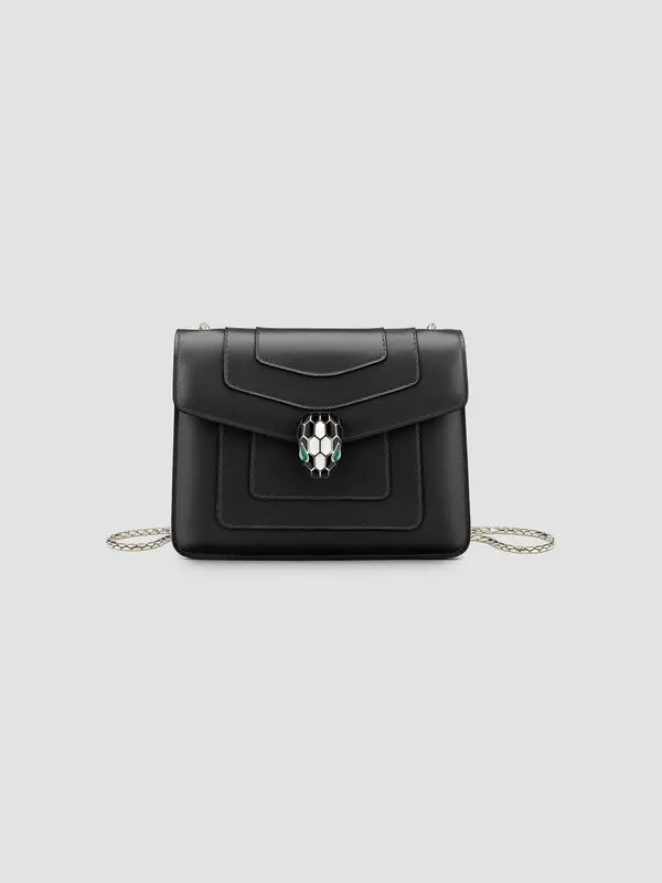 BVLGARI Small Serpenti Leather Crossbody Bag - Black