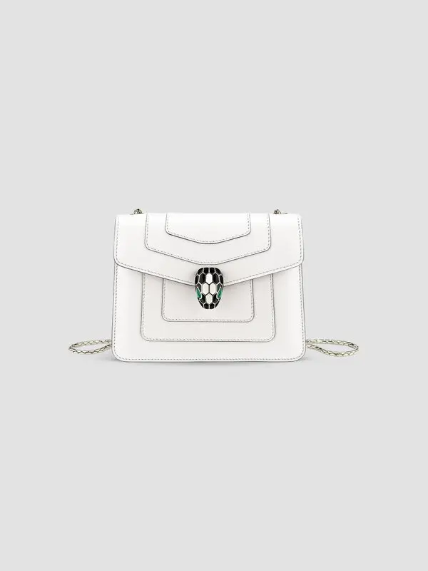 BVLGARI Small Serpenti Leather Crossbody Bag - White Agate