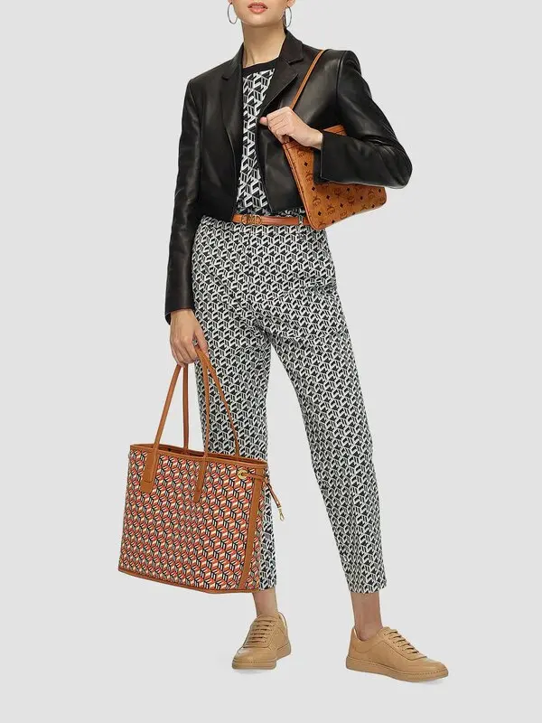 Mcm Medium Liz Reversible Visetos Shopper - Cognac