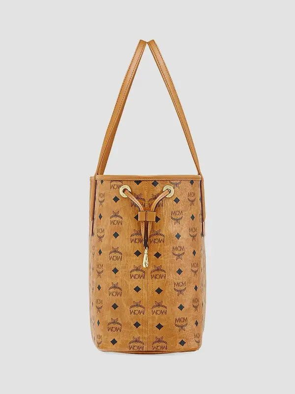 Mcm Medium Liz Reversible Visetos Shopper - Cognac