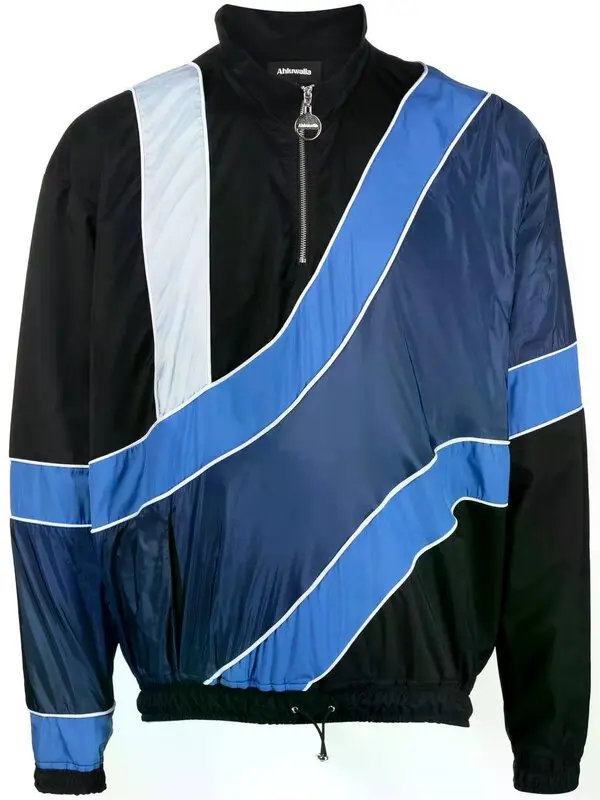 Ahluwalia Striped Half-zip Jacket - Blue