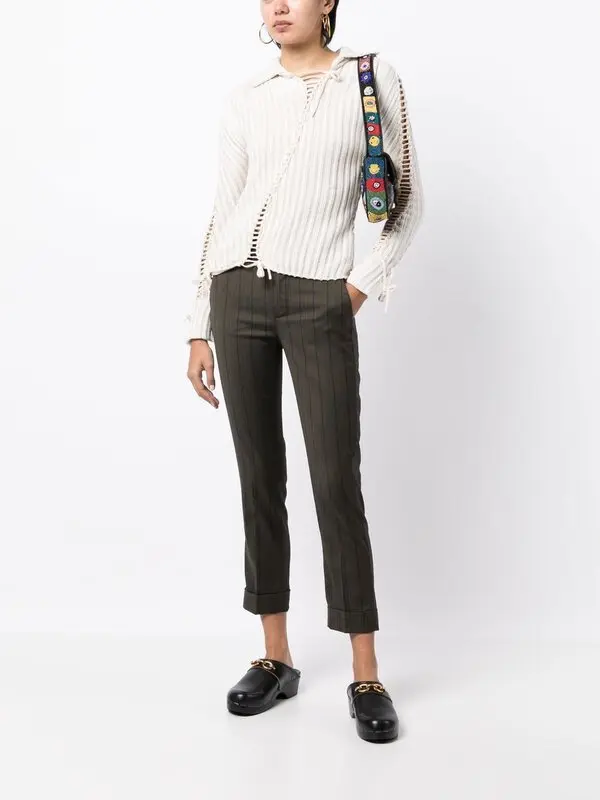 DONDUP Striped Cropped Trousers