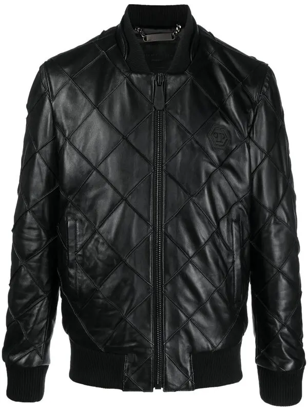 Philipp Plein Quilted Leather Bomber Jacket