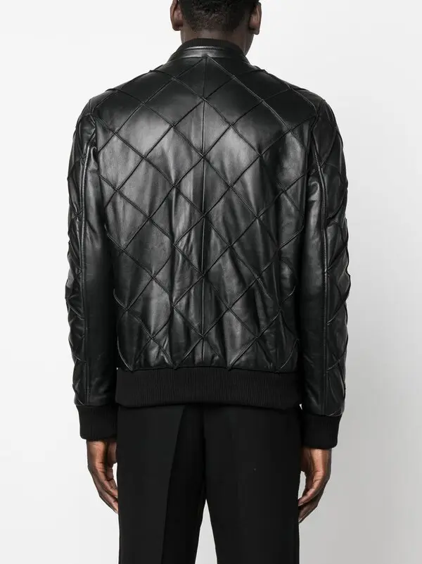 Philipp Plein Quilted Leather Bomber Jacket
