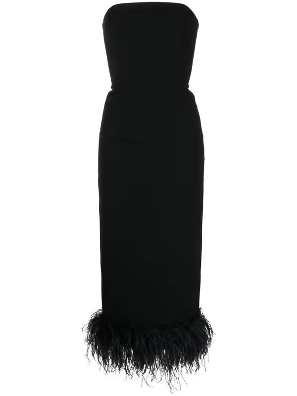 16Arlington Strapless Feather-trim Dress - Black