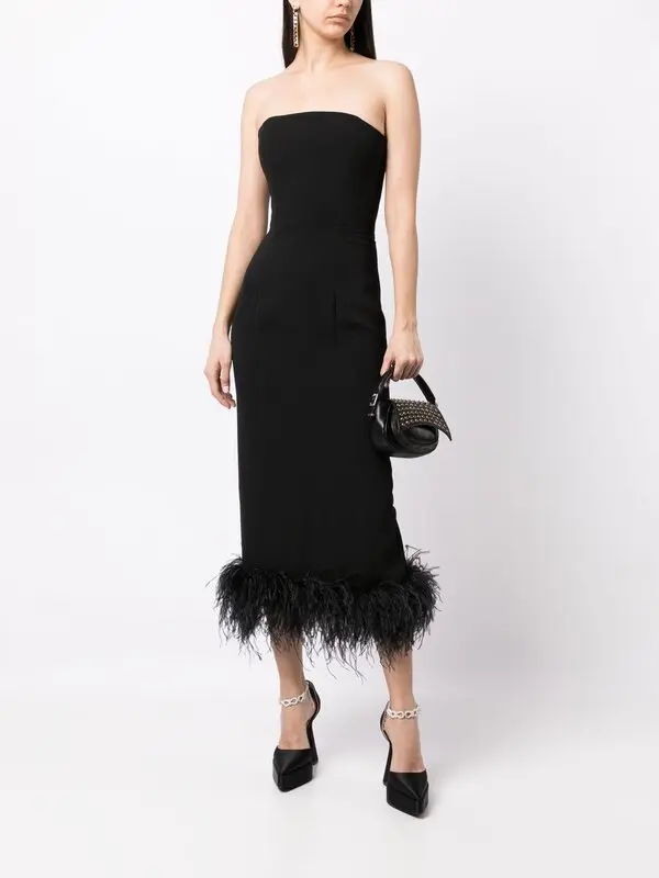 16Arlington Strapless Feather-trim Dress - Black