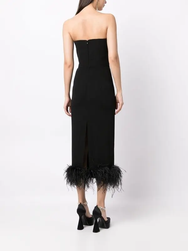 16arlington Strapless Feather-trim Dress - Black