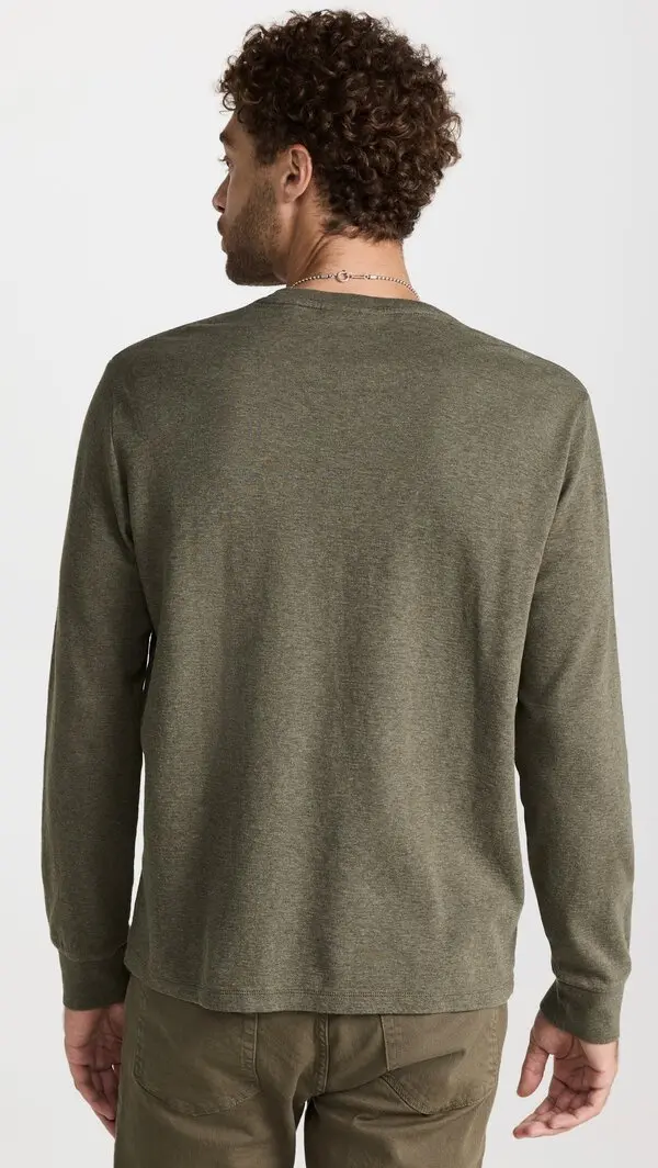 FRAME Long Sleeve Crew Neck Top - Heather Olive Green