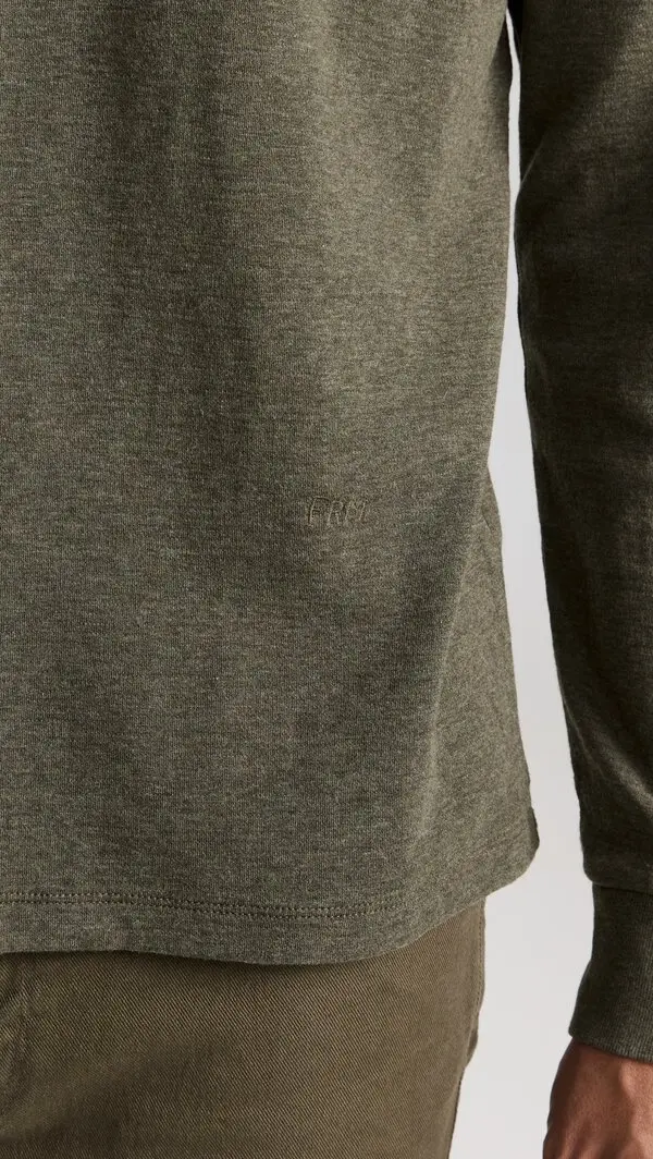 FRAME Long Sleeve Crew Neck Top - Heather Olive Green