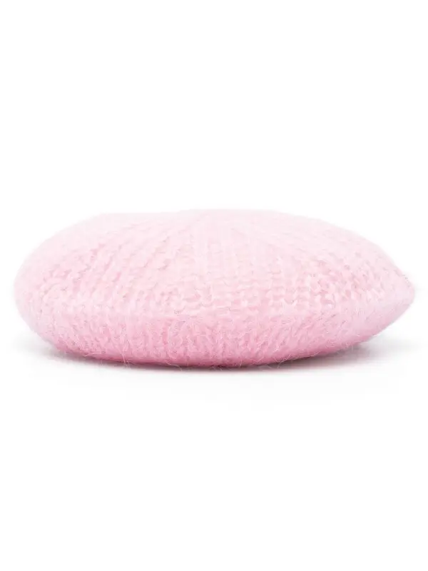 GANNI Mohair-blend Knitted Beret - Pink