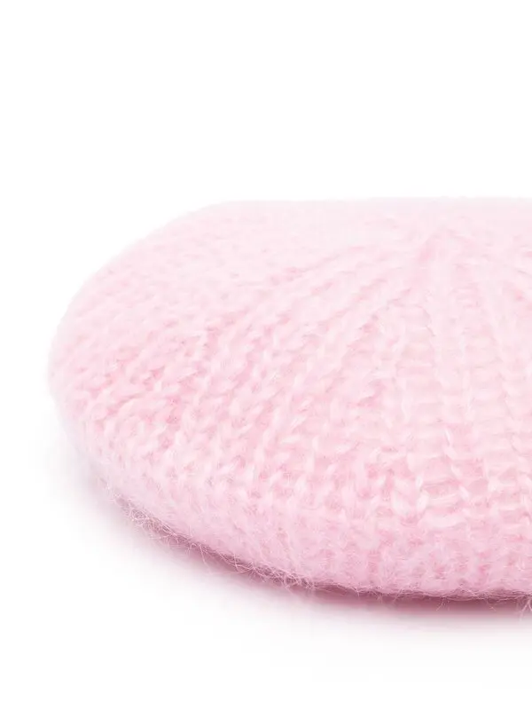 GANNI Mohair-blend Knitted Beret - Pink
