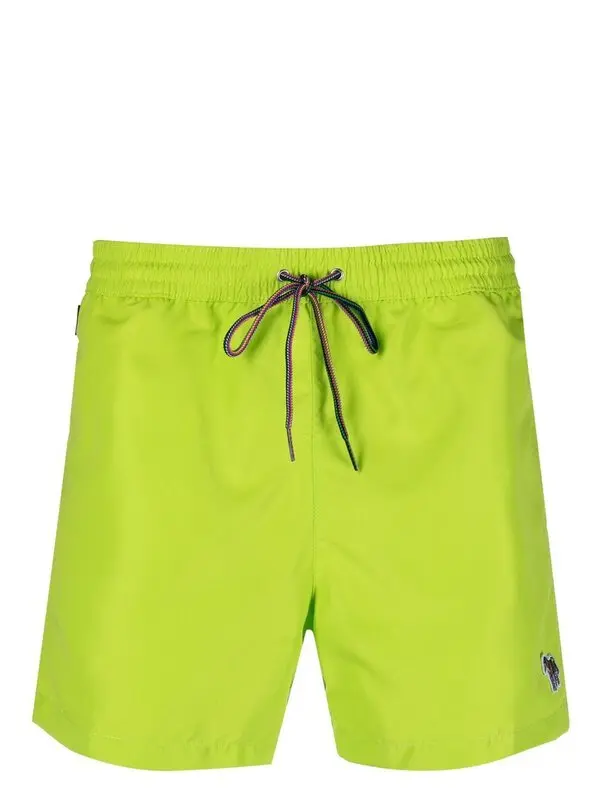 Paul Smith Logo-patch Drawstring Swim-shorts - Green