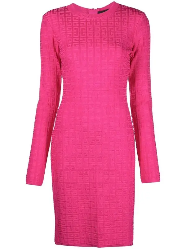 Givenchy 4g Jacquard Long-sleeved Dress - Pink