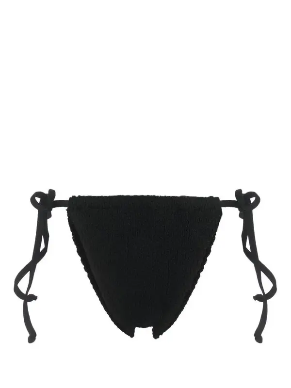 Bond Eye Tie-fastening Seersucker Bikini Bottom - Black