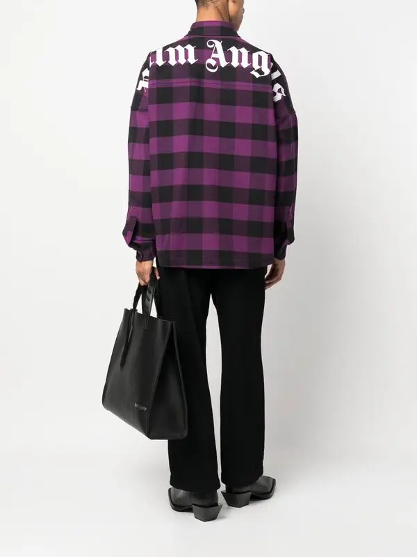 Palm Angels Check-print Cotton Shirt - Purple