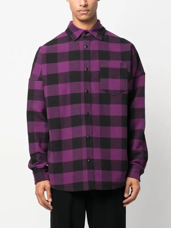 Palm Angels Check-print Cotton Shirt - Purple