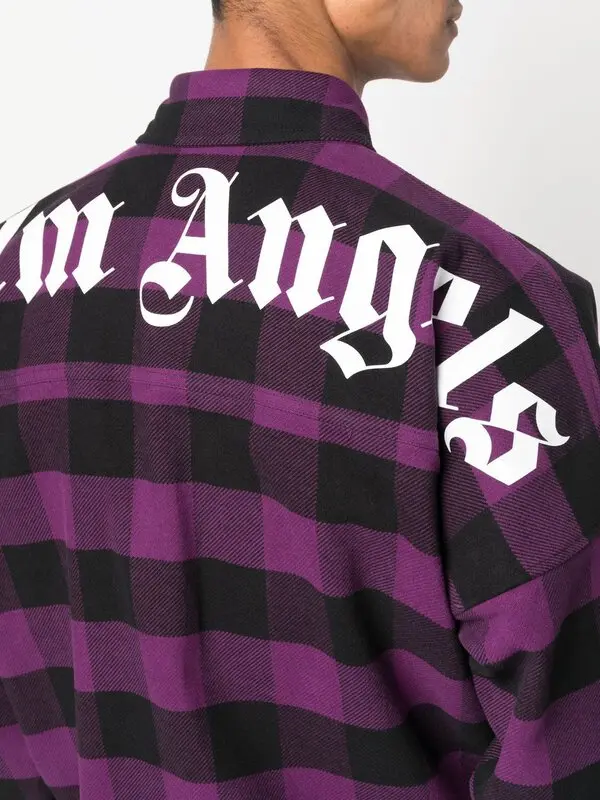 Palm Angels Check-print Cotton Shirt - Purple