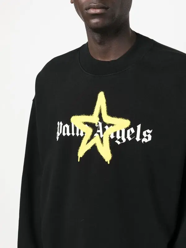 Palm Angels Star Sprayed-print Sweatshirt - Black