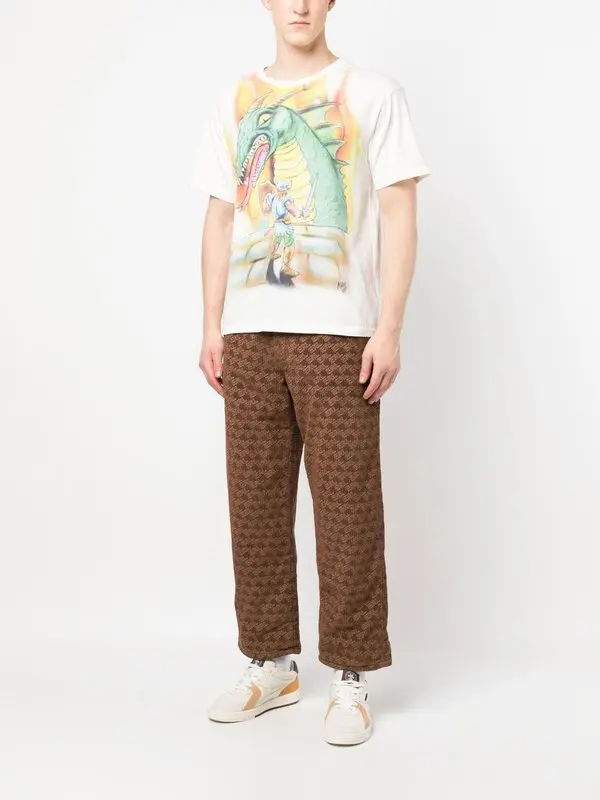 ERL Graphic-print Corduroy Trousers - Brown