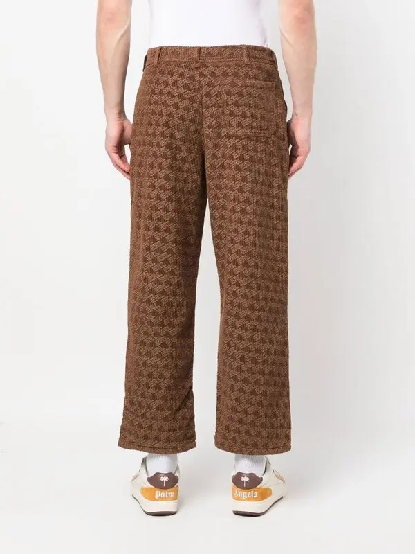 ERL Graphic-print Corduroy Trousers - Brown