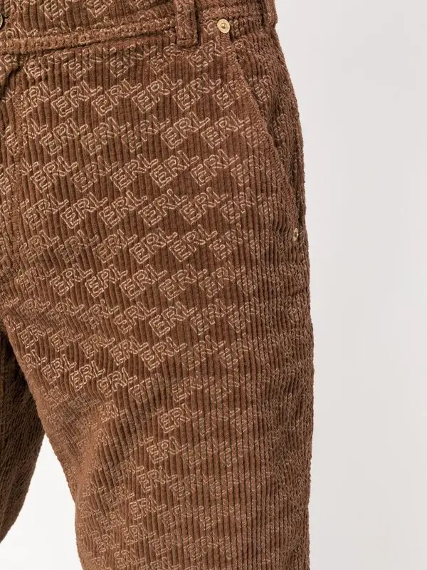 ERL Graphic-print Corduroy Trousers - Brown