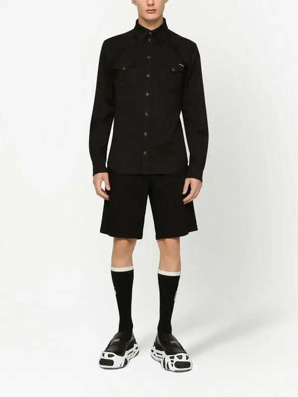 Dolce & Gabbana Coated Denim Shirt - Black