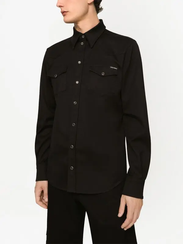 Dolce & Gabbana Coated Denim Shirt - Black