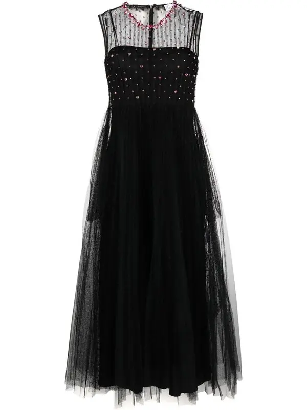 Red Valentino Point D'esprit Tulle Dress - Black