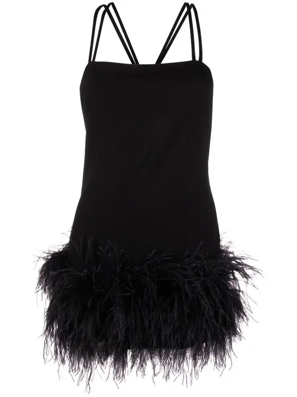 Attico Feather-trim Mini Dress