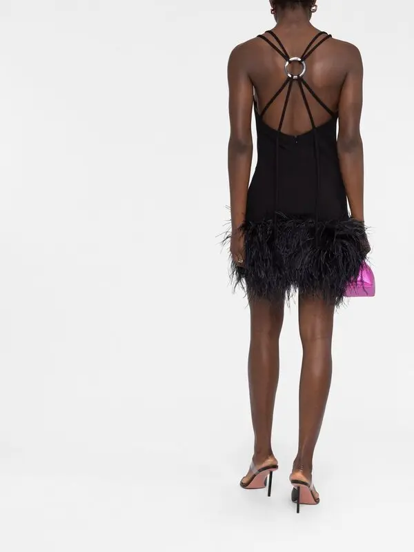 Attico Feather-trim Mini Dress