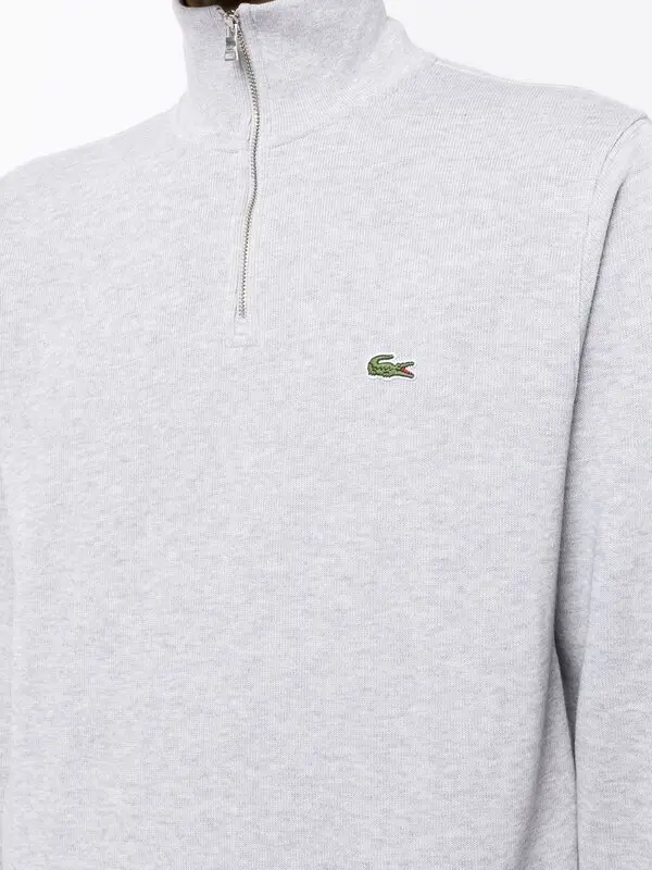 Lacoste High-neck Fine-ribbed Sweatshirt - Grey