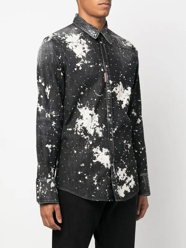 Dsquared2 Studded Bleach-effect Denim Shirt
