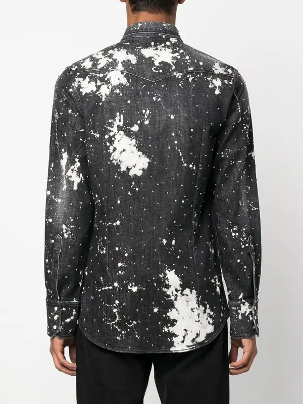 Dsquared2 Studded Bleach-effect Denim Shirt