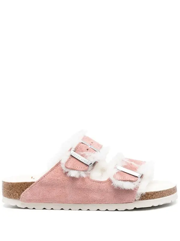 BIRKENSTOCK Shearling Double Buckle Slides