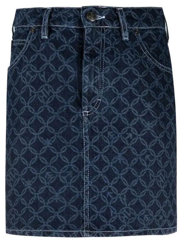 CHARLES JEFFREY Jacquard-pattern Denim Mini Skirt - Blue