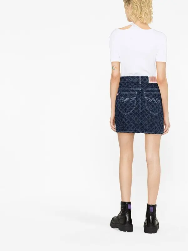 CHARLES JEFFREY Jacquard-pattern Denim Mini Skirt