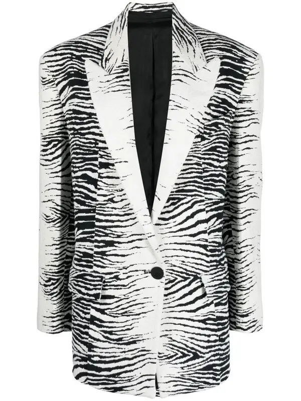 Attico Zebra-print Single-breasted Blazer - White