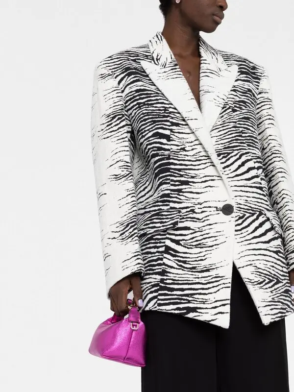 Attico Zebra-print Single-breasted Blazer - White