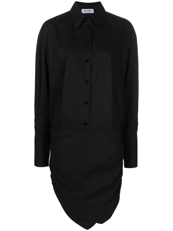 Attico Asymmetric-hem Shirt Dress - Black
