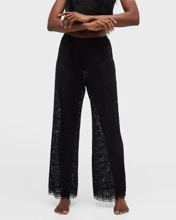 LESET Daniel Wide-leg Lace Pants